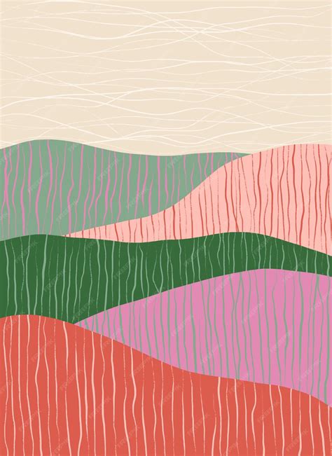Premium Photo Modern Colorful Mountain Abstract Scenery Mid Century