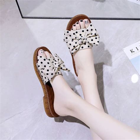 Slipper Female Xiawai Wears 2023 New Bow The Word Drag Beef Tendon
