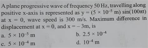 [answered] A Plane Progressive Wave Of Frequency 50 Hz Travelling Along