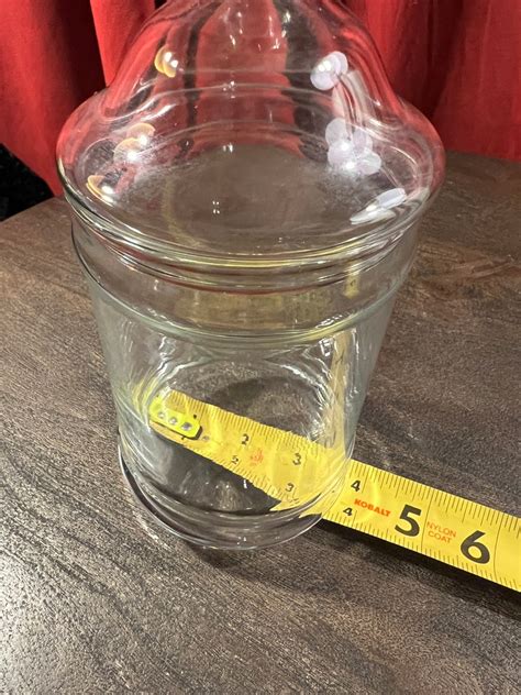 Vintage Clear Glass Apothecary Jar With Lid 8 Tall Oddities Candy
