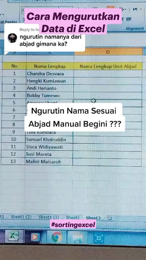 Cara Mengurutkan Data Di Excel