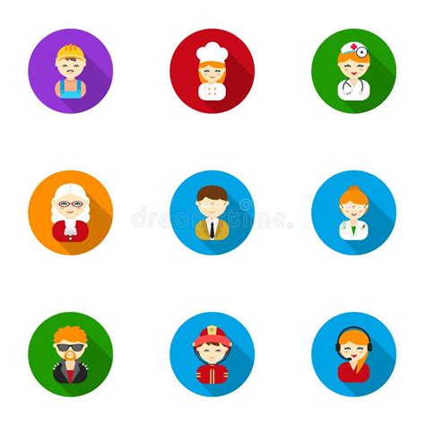Profession Set Icons In Flat Style Big Collection Of Profession Vector