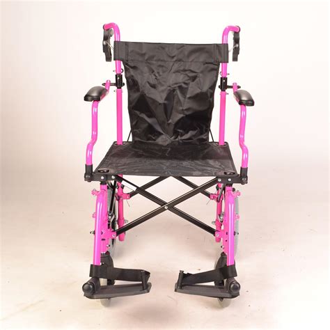 Elitecare Pink Lightweight Folding Deluxe Travel Wheelchair In A Bag