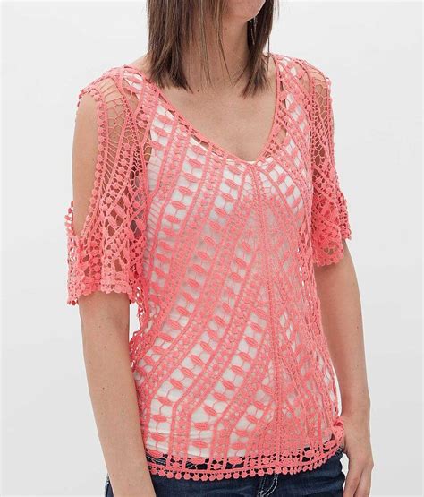 Daytrip Crochet Top Womens Shirtsblouses In Coral Buckle