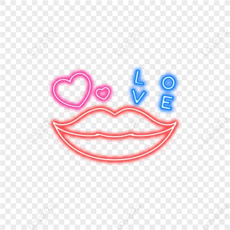발렌타인 네온 일러스트 입술입술 색조섹시한키스 Png 일러스트 무료 다운로드 Lovepik