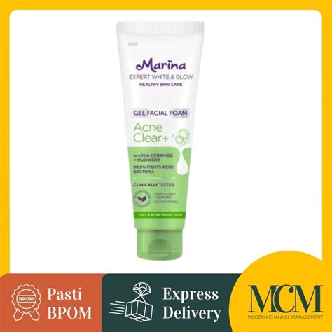 Jual Marina Expert White And Glow Gel Facial Foam Acne Clear 100 Ml
