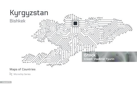 키르기스스탄 수도가 있는 키르기스스탄 지도 비슈케크 프로세서가 있는 마이크로칩 패턴으로 표시됨 Cpu에 대한 스톡 벡터 아트 및 기타 이미지 Istock