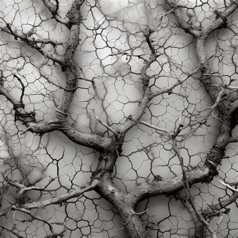 Generative Branch Growth Pattern Lichen Like Organic Structure With Veins Monocrome Square