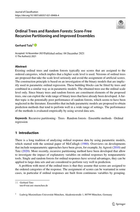 Pdf Ordinal Trees And Random Forests Score Free Recursive