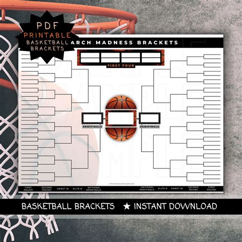 Printable Basketball Brackets Ncaa Brackets Template Pdf Basketball