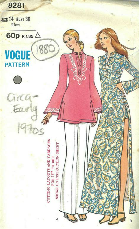 1960s Vintage Vogue Sewing Pattern B38 Tunic Dress Pants Shorts 1880r