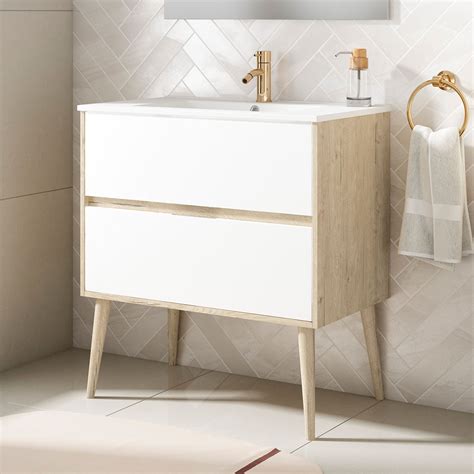 Kibath Mueble De Baño Con Lavabo NORUEGA 80 2 cajones suspendido patas