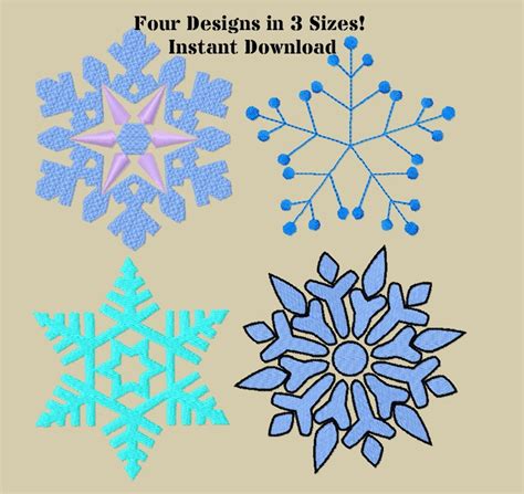 Snowflake Machine Embroidery Designs Digitized By Hand 4 Etsy