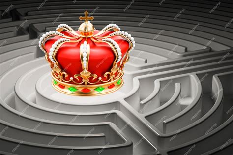 Premium Photo Royal Crown Inside Labyrinth Maze 3d Rendering