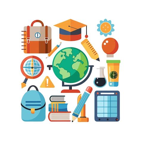 현실적인 교육 및 학습 아이콘 세트 프리미엄 벡터