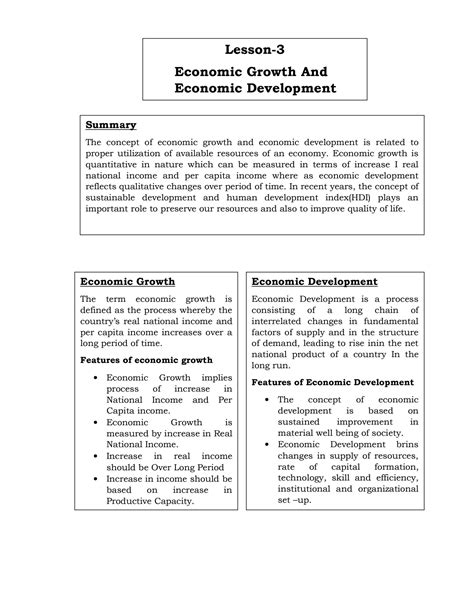 SOLUTION Economics Economic Growth And Economic Development Short