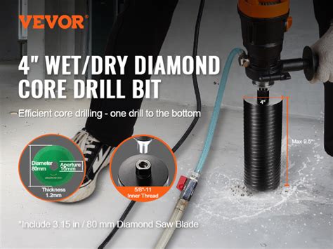 Vevor Core Drill Bit 4 Wet Dry Diamond Core Drill Bits For Brick And Block Concrete Core