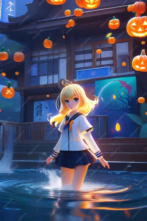 Premium Ai Image Tokyo Citys Halloween Magic Blonde Korean Anime