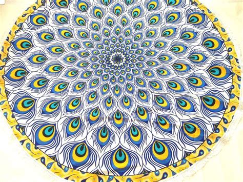 STOR RUND DUK MANDALA ᐈ We Love India på Tradera