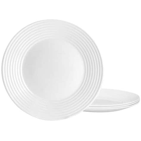 Gibson Ultra Patio 4 Piece White Tempered Opal Glass Dinner Plate Set