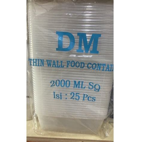 Jual Thinwall Square Kotak Makan Plastik Persegi 2000ml Merk Dm