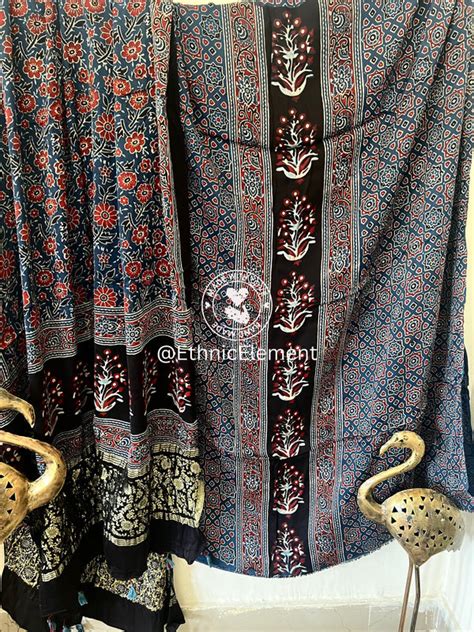 Ajrakh Ajrak Print On Modal Silk Ethnicelement