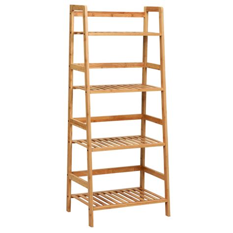 Tier Bamboo Plant Rack With Guardrails Stable And Space Saving Costway
