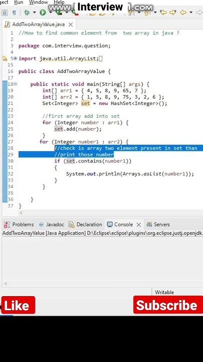 how to find common element between two array in java interview