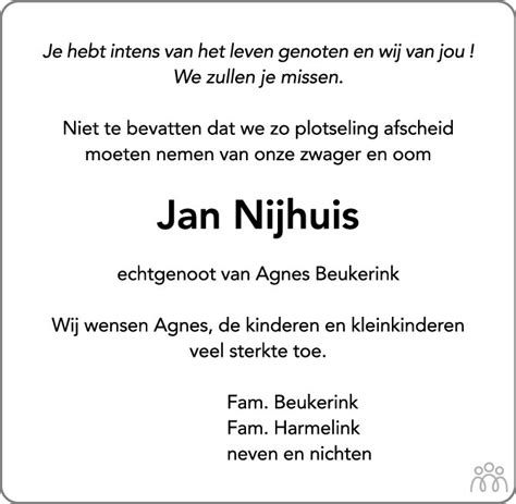 Jan Nijhuis 04 01 2023 Overlijdensbericht En Condoleances Mensenlinqnl
