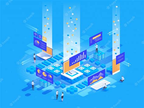 Premium Vector Data Visualization Concept 3d Isometric Vector Illustration