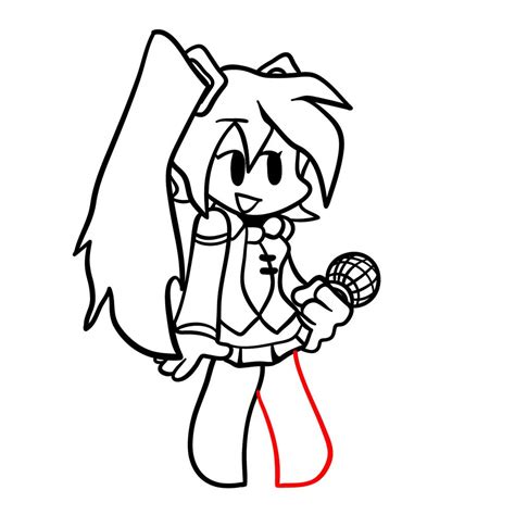 How To Draw Hatsune Miku From Fnf Sketchok Easy Drawing Guides