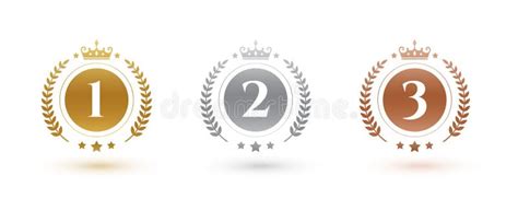 First Second And Third Place Number Badge In Set Stock Illustration