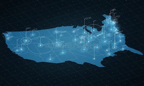 Usa Map Big Data Visualization Futuristic Map Infographic Information