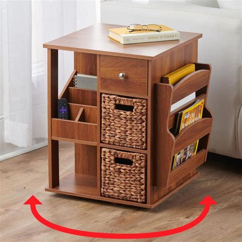 The Rotating Organized End Table Hammacher Schlemmer End Tables