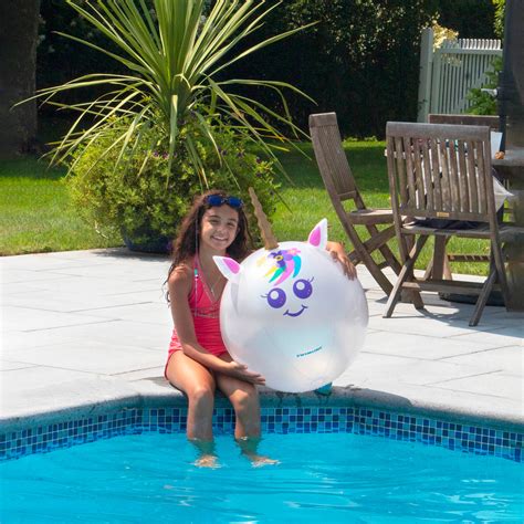 29 Inflatable Rainbow Unicorn Beach Ball With Horn Pool Central