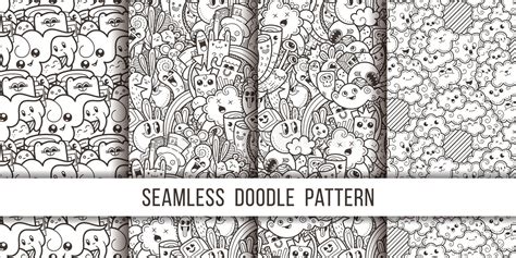 Funny Doodle Monsters On Seamless Pattern For Prints Designs And
