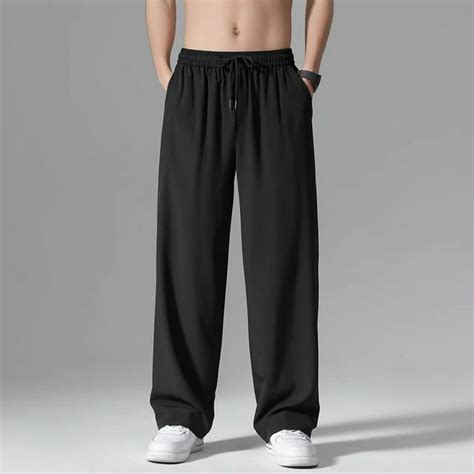 Lroveb Mens Wide Leg Athletic Pants Loose Fit Drawstring Jogging