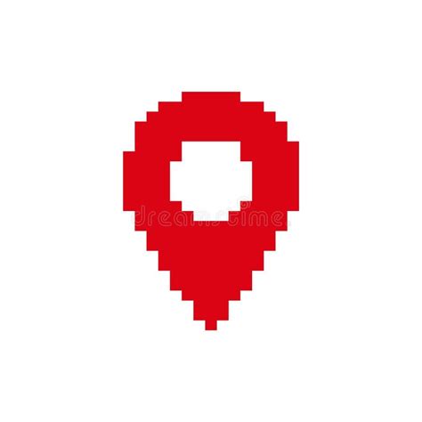 pixel art red location pin appears bright and recognizable in classic