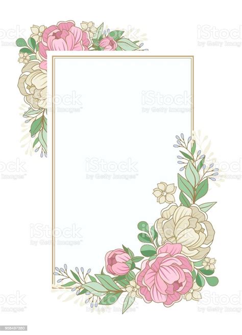 여름 꽃 프레임입니다 꽃 잎과 잔 가지입니다 결혼식 또는 엽서에 대 한 구성입니다 벡터 일러스트입니다 결혼식에 대한 스톡 벡터