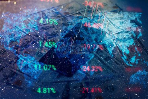 基本面和技术分析概念显示器上的抽象金融交易图与货币酒吧图片素材 正版创意图片504471419 摄图网