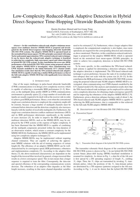 Pdf Low Complexity Reduced Rank Adaptive Detection In Hybrid Direct Sequence Time Hopping