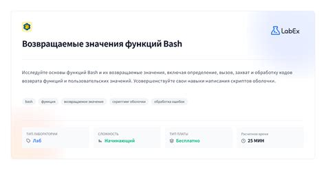 Возвращаемые значения функций Bash Labex