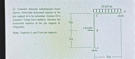 Solved 2 Consider Statically Indeterminate Frame Shown