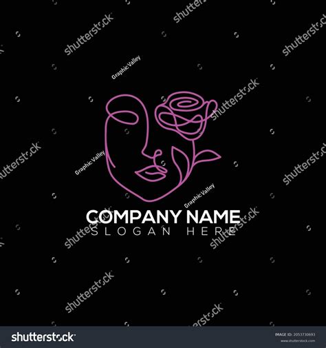 Woman Face Rose Flower Continuous Line Stock Vector Royalty Free