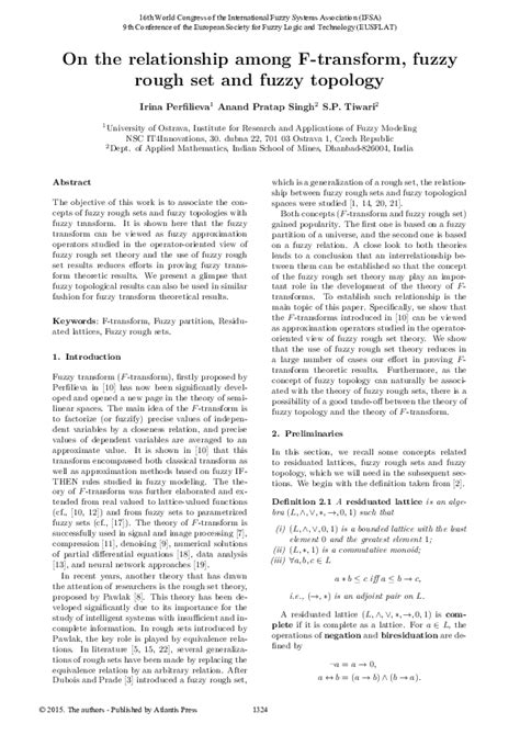 Pdf On The Relationship Among F Transform Fuzzy Rough Set And Fuzzy Topology
