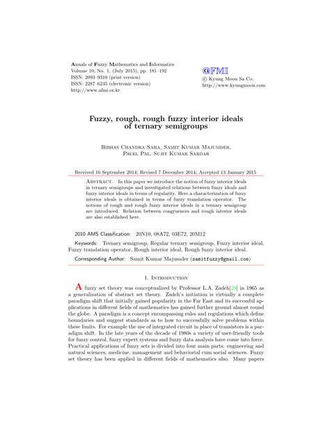 Pdf Fuzzy Rough Rough Fuzzy Interior Ideals Of Ternary Semigroups