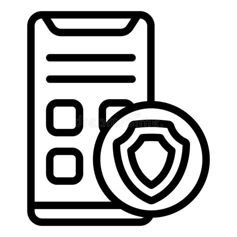 Smartphone With Shield Line Icon Data Protection Concept Vector