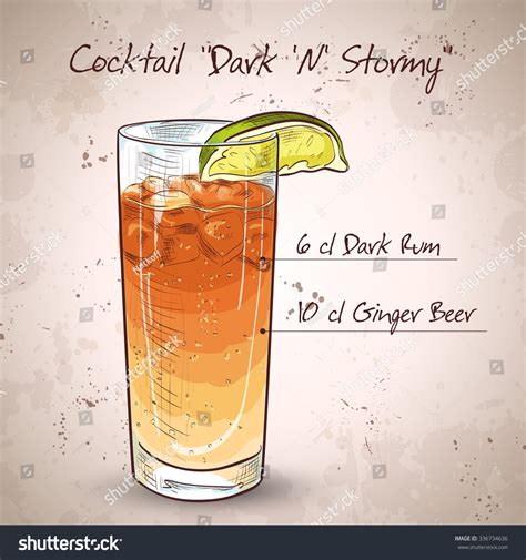 Cocktail Dark N Stormy Mixed Drink Stock Vector Royalty Free