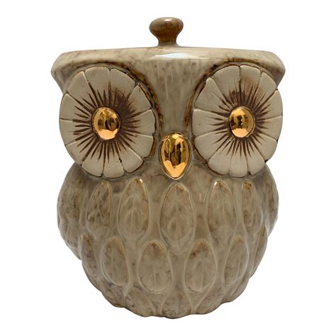 Pottery Ceramic Whimsical Owl Cookie Jar Canister Chairish