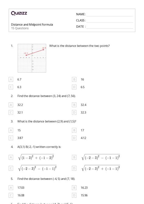 50 Midpoint Formula Worksheets For 11th Year On Quizizz Free Printable